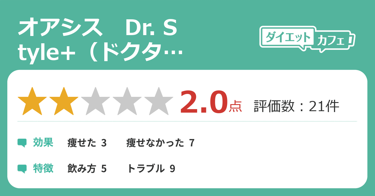 オアシス Dr. Style+（ドクタースタイル）の効果が23件の本音口コミから判明！ - ダイエットカフェ